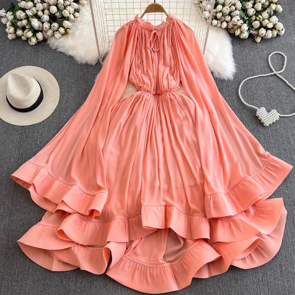 Elegant Flowing Maxi Dress With Ruffle Details on Luulla