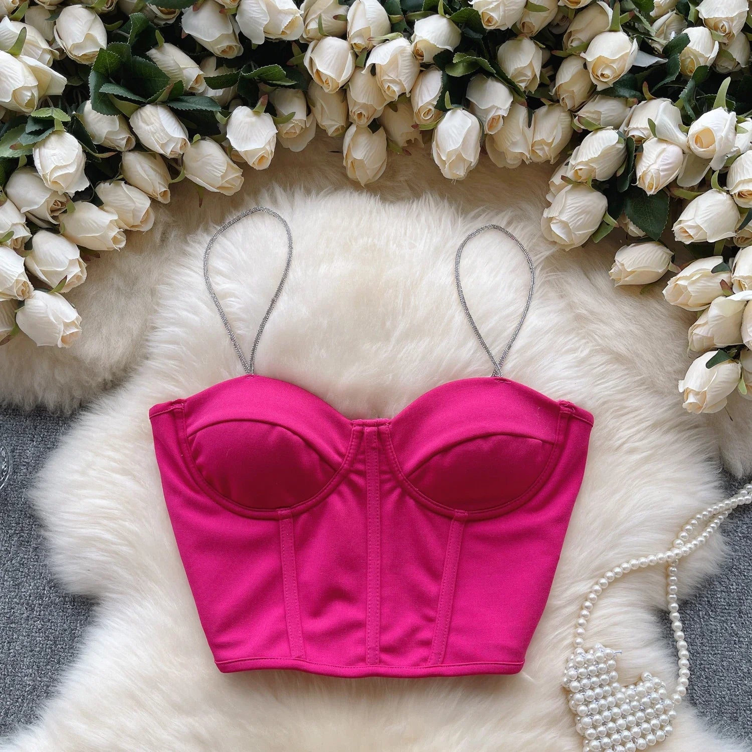 Pink Bustier Top With Spaghetti Straps on Luulla