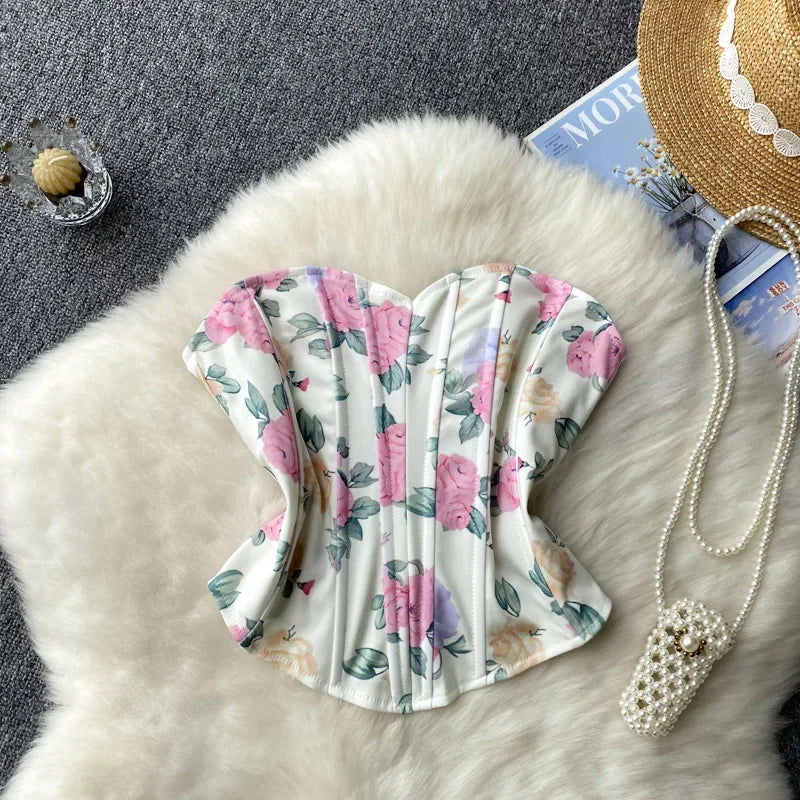 Floral Print Bustier Corset Top For Women on Luulla