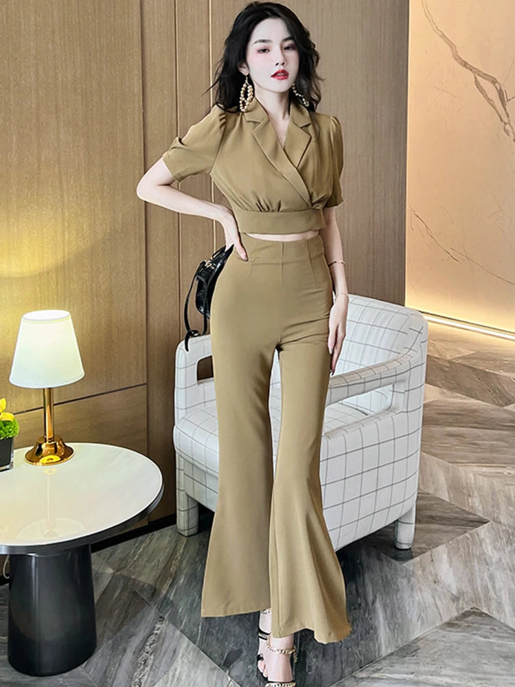 Stylish Womens Two-piece Crop Top Set on Luulla