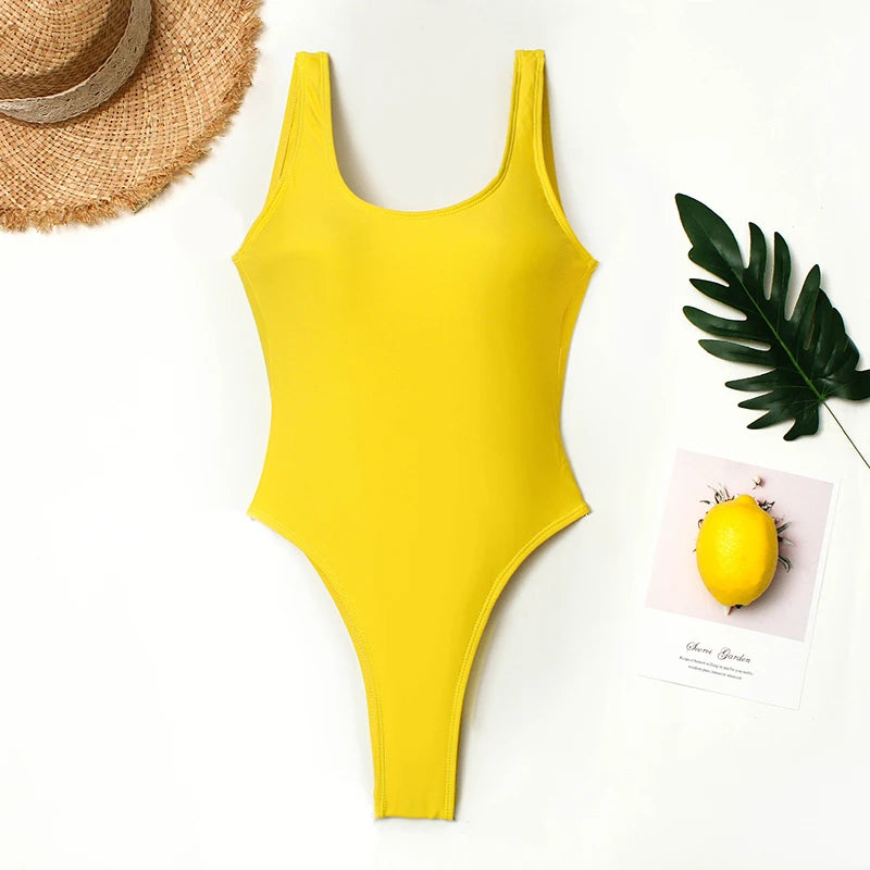 Womens Bright Yellow One Piece Swimsuit on Luulla
