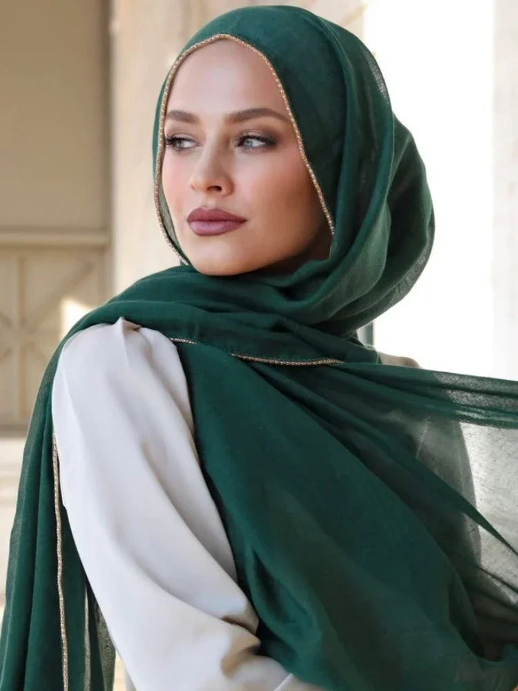 Elegant Forest Green Chiffon Hijab For Women on Luulla