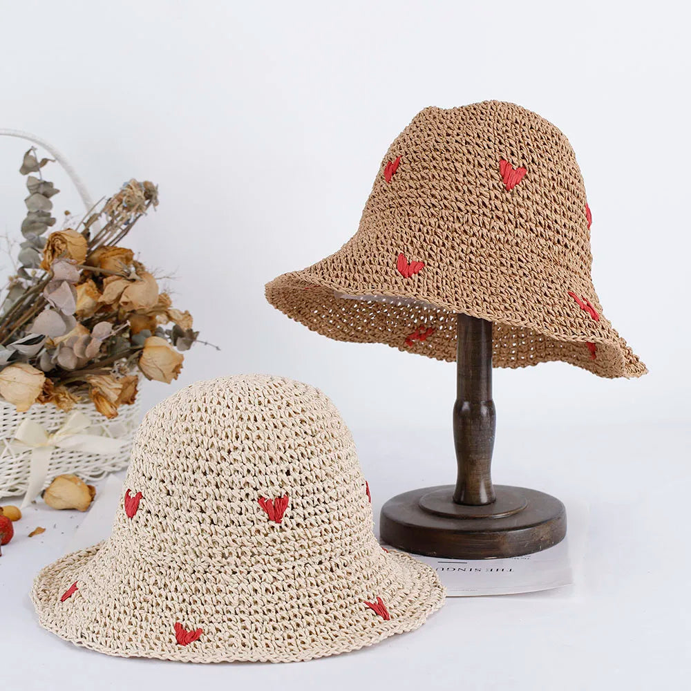 Handcrafted Crochet Bucket Hat With Heart Embroidery on Luulla