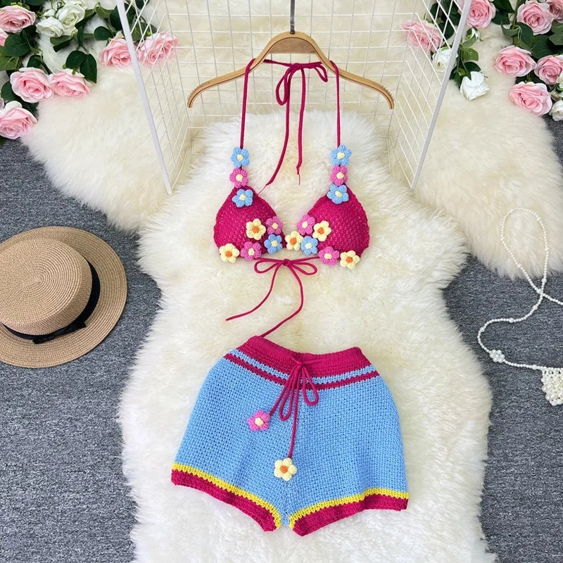 Handmade Floral Crochet Bikini Set Beachwear on Luulla