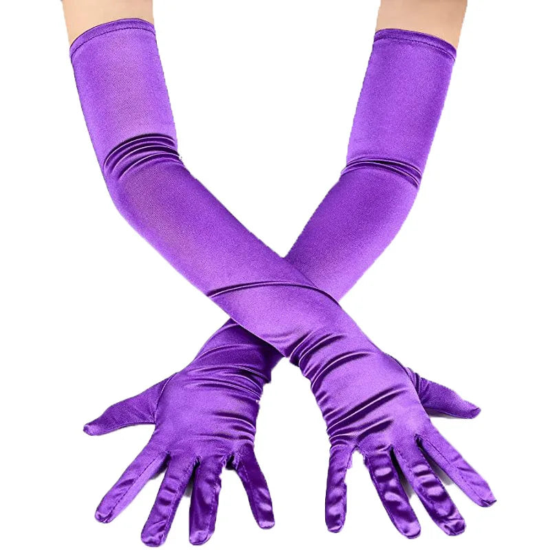 Long Purple Satin Opera Gloves For Women on Luulla