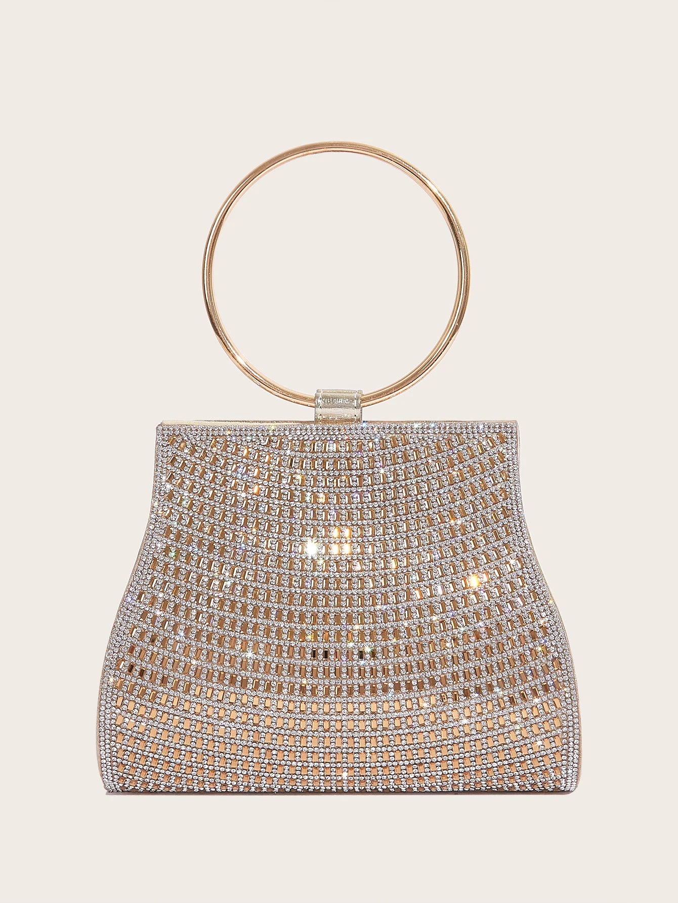 Elegant Rhinestone Handbag With Gold Ring Handle on Luulla