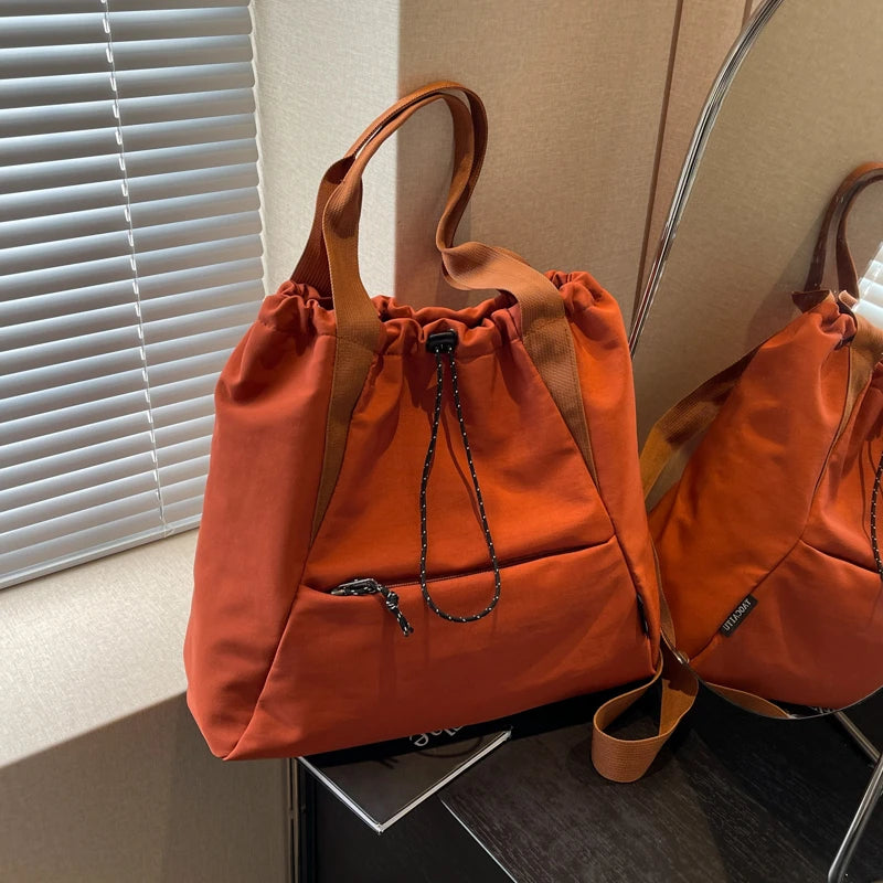 Orange Canvas Tote Bag With Drawstring Closure on Luulla