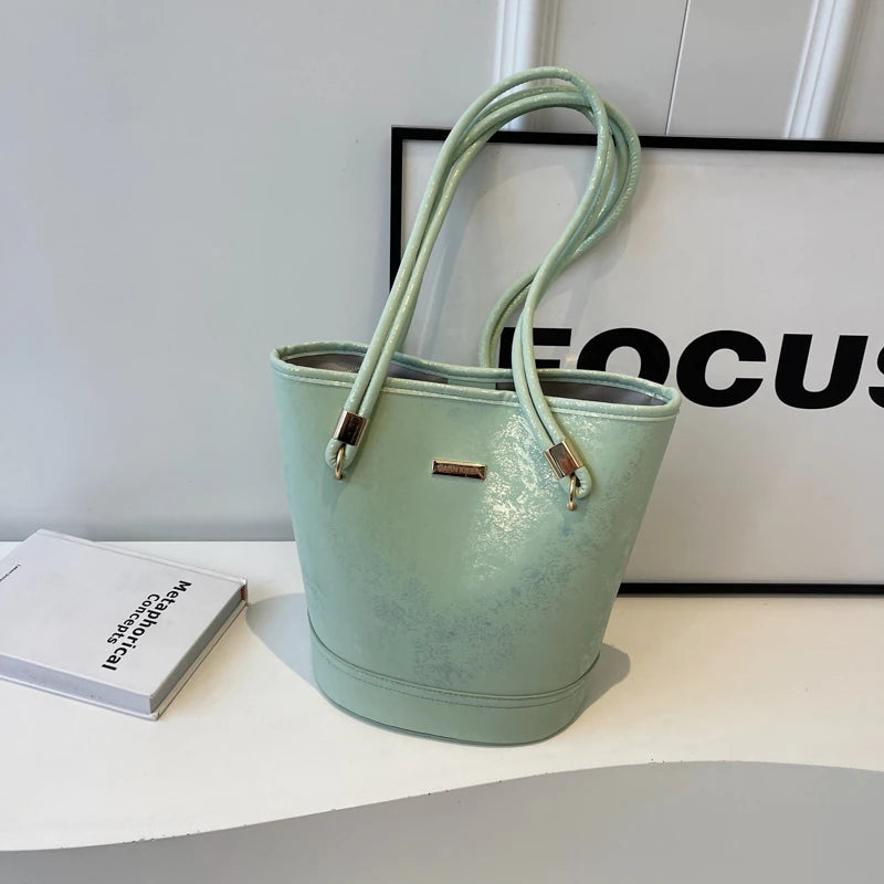 Elegant Mint Green Glossy Tote Handbag on Luulla
