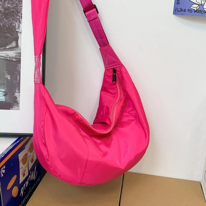 Stylish Pink Adjustable Crossbody Sling Bag on Luulla