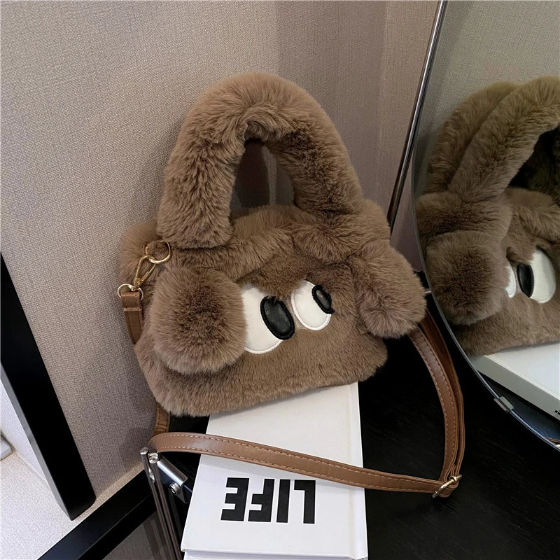 Adorable Plush Handbag With Cartoon Eye Design on Luulla