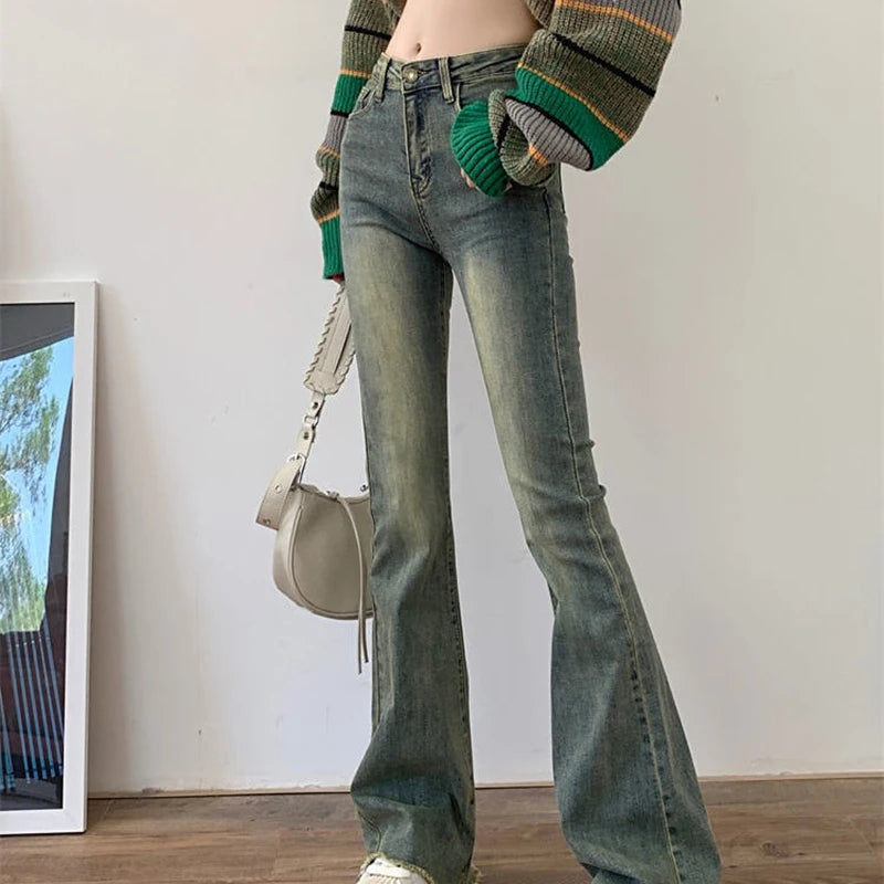 High-waisted Vintage Flare Denim Jeans Women on Luulla