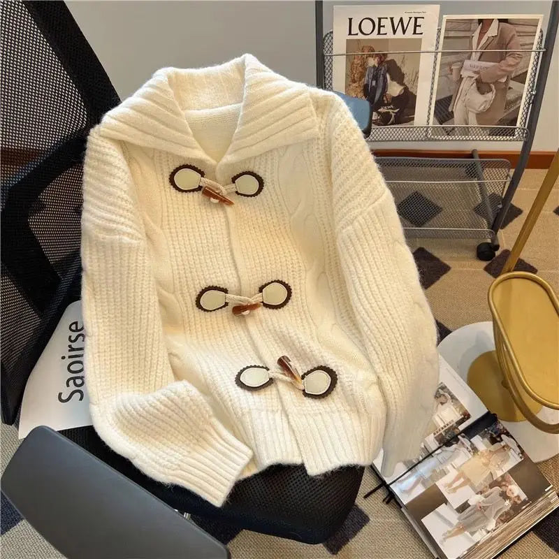 Cozy Chunky Knit Toggle Button Cardigan Sweater on Luulla