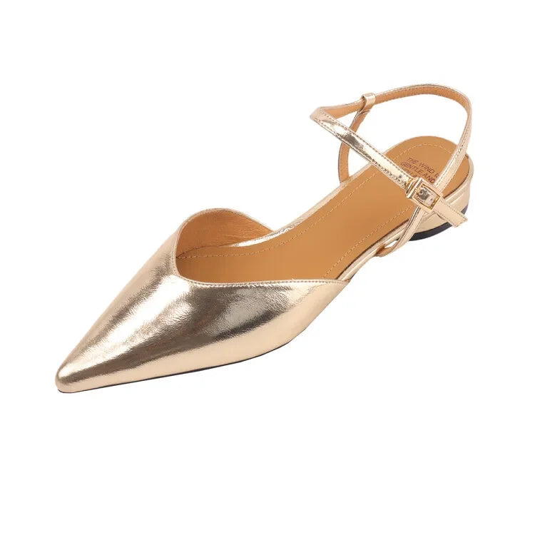 Metallic Gold Pointed Toe Slingback Flats on Luulla