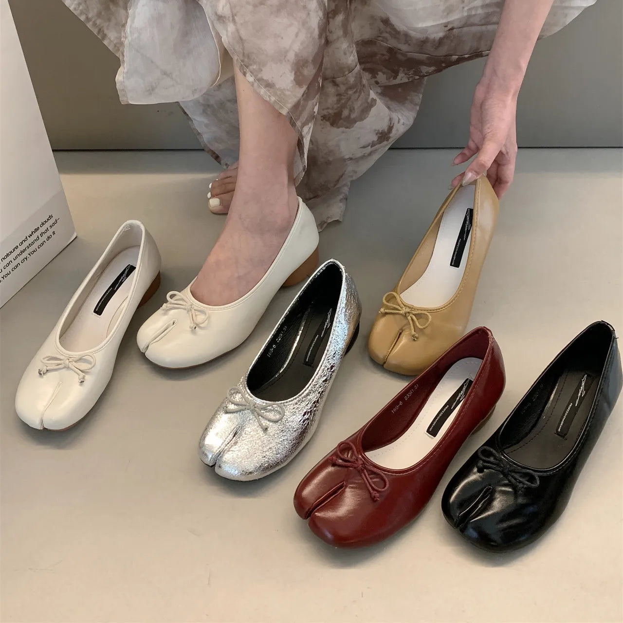 Womens Stylish Rounded Toe Leather Ballet Flats on Luulla