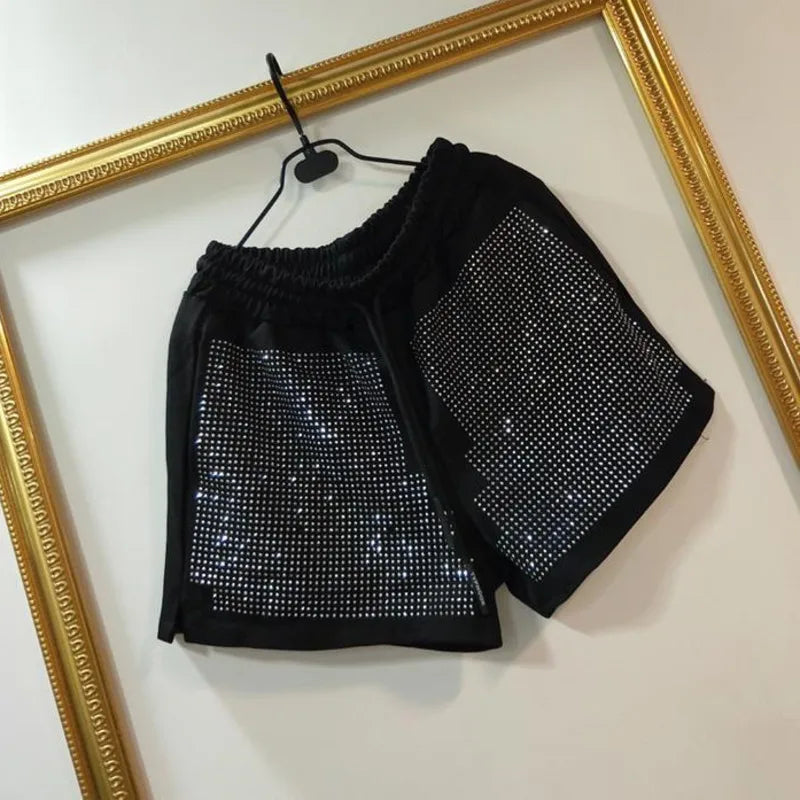 Sparkling Sequin-embellished Black Party Shorts Women on Luulla