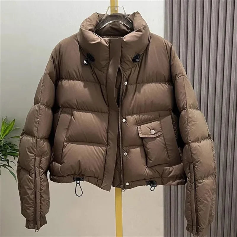 Warm Puffer Jacket With Adjustable Hood And Pockets on Luulla